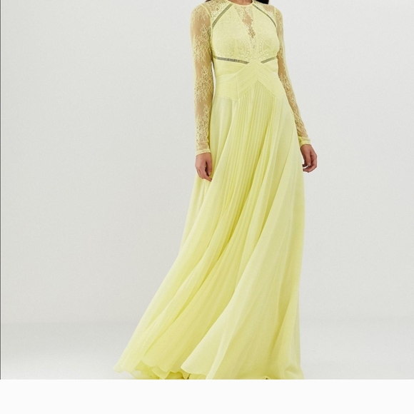 ASOS | Dresses | Asos Yellow Long Sleeve Lace Maxi Dress | Poshmark